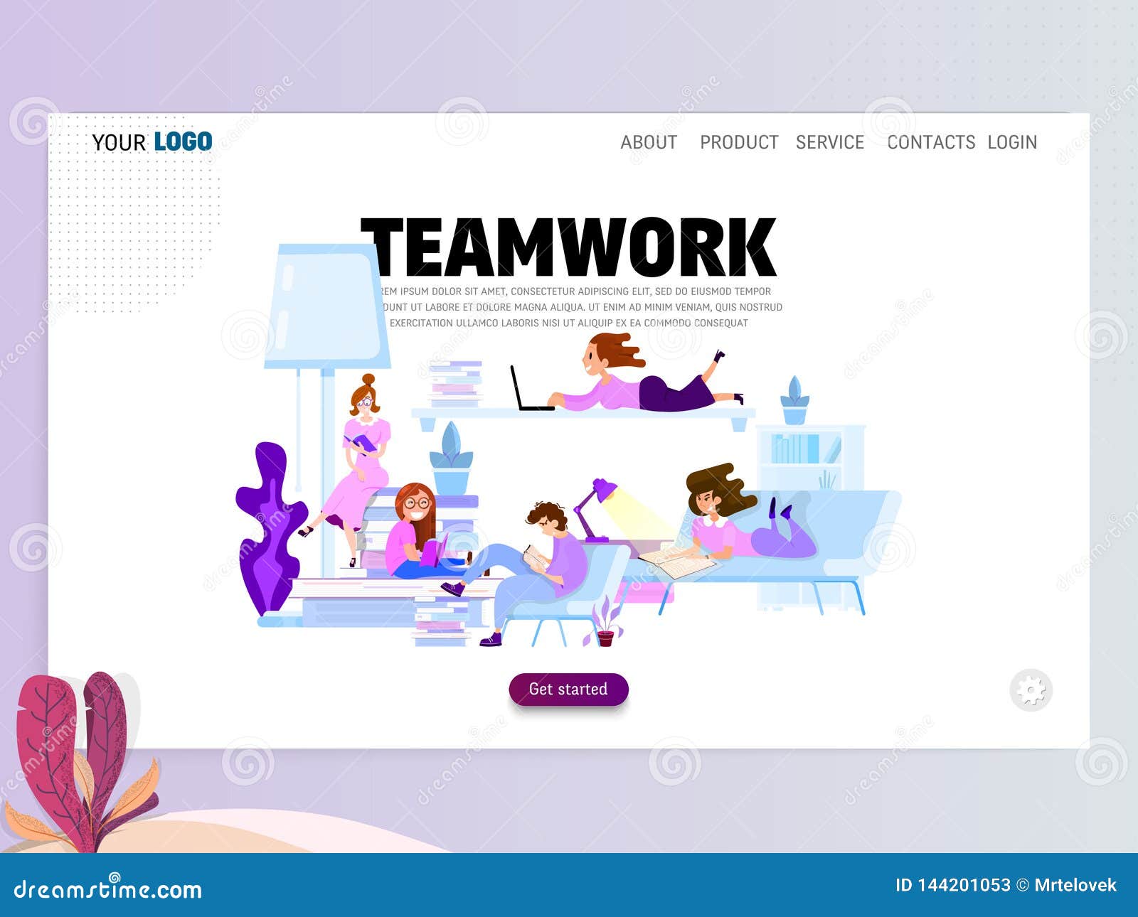Teamwork Concept Homepage Template for Website or Landing Page. Stock ...