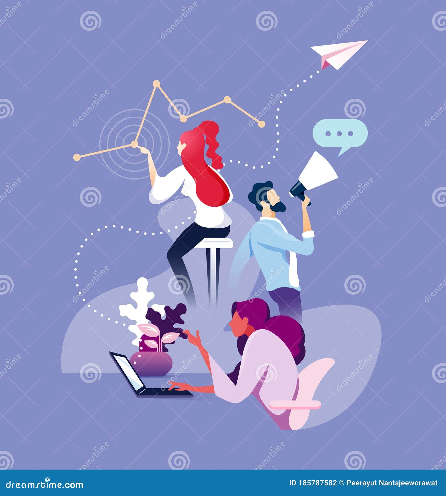 Working Routine Process and Teamwork Concept Stock Vector ...