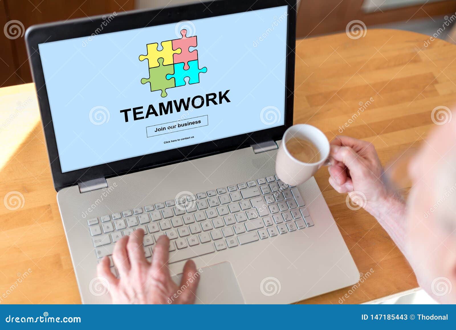 Teamwork Concept on a Laptop Stock Image - Image of laptop ...