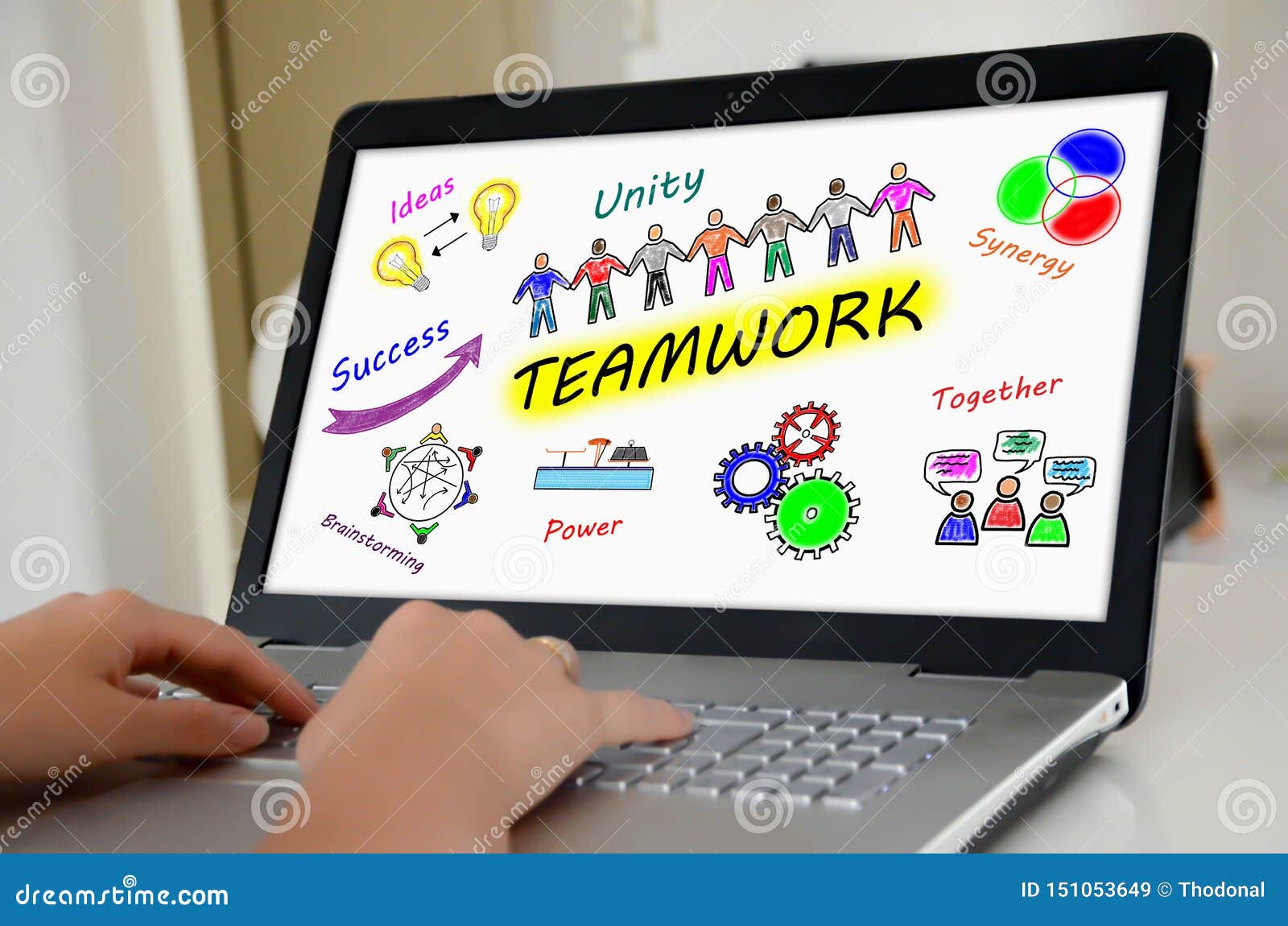 Teamwork Concept on a Laptop Screen Stock Image - Image of concept ...
