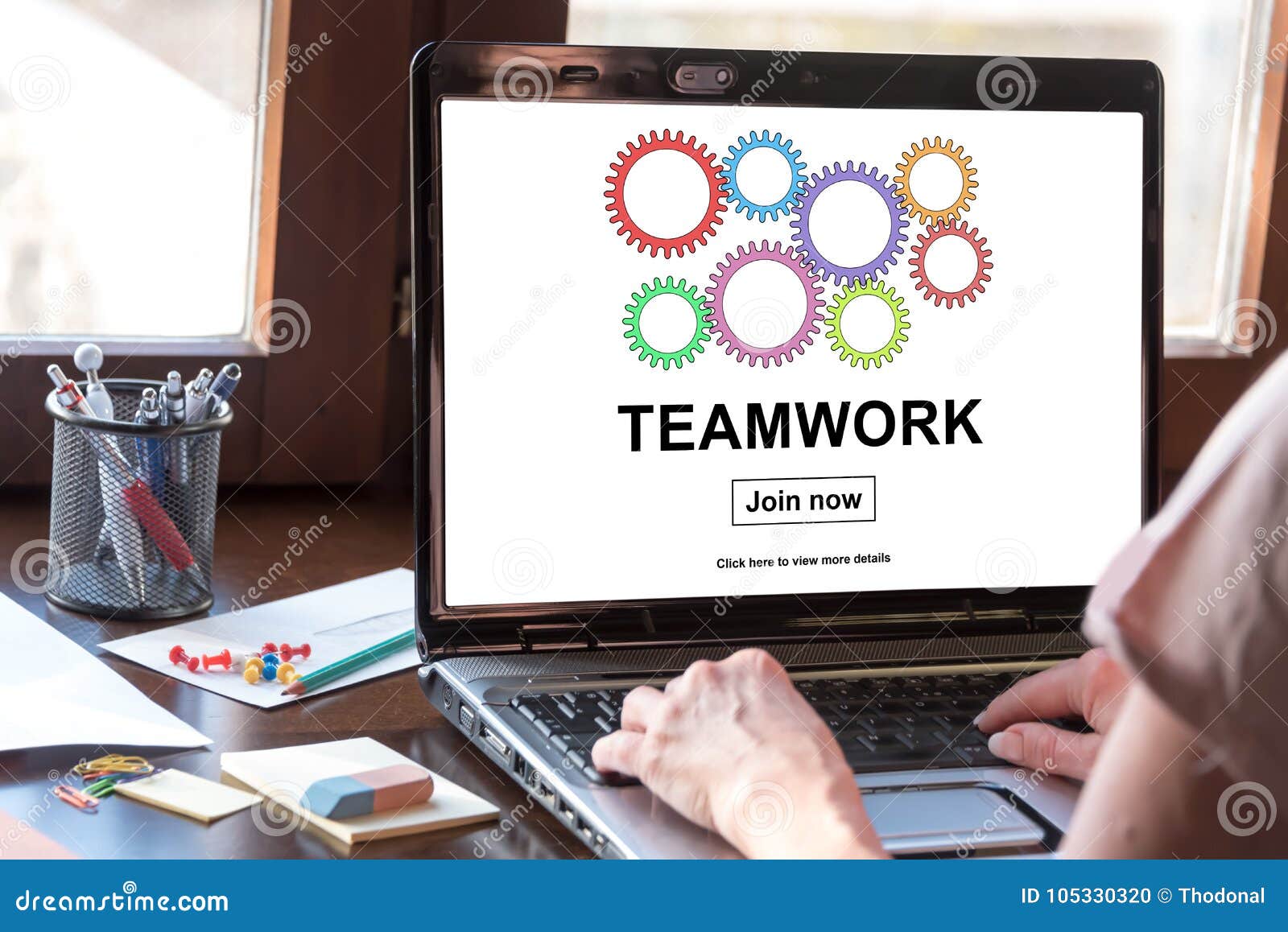 Teamwork Concept on a Laptop Screen Stock Photo - Image of teamwork ...
