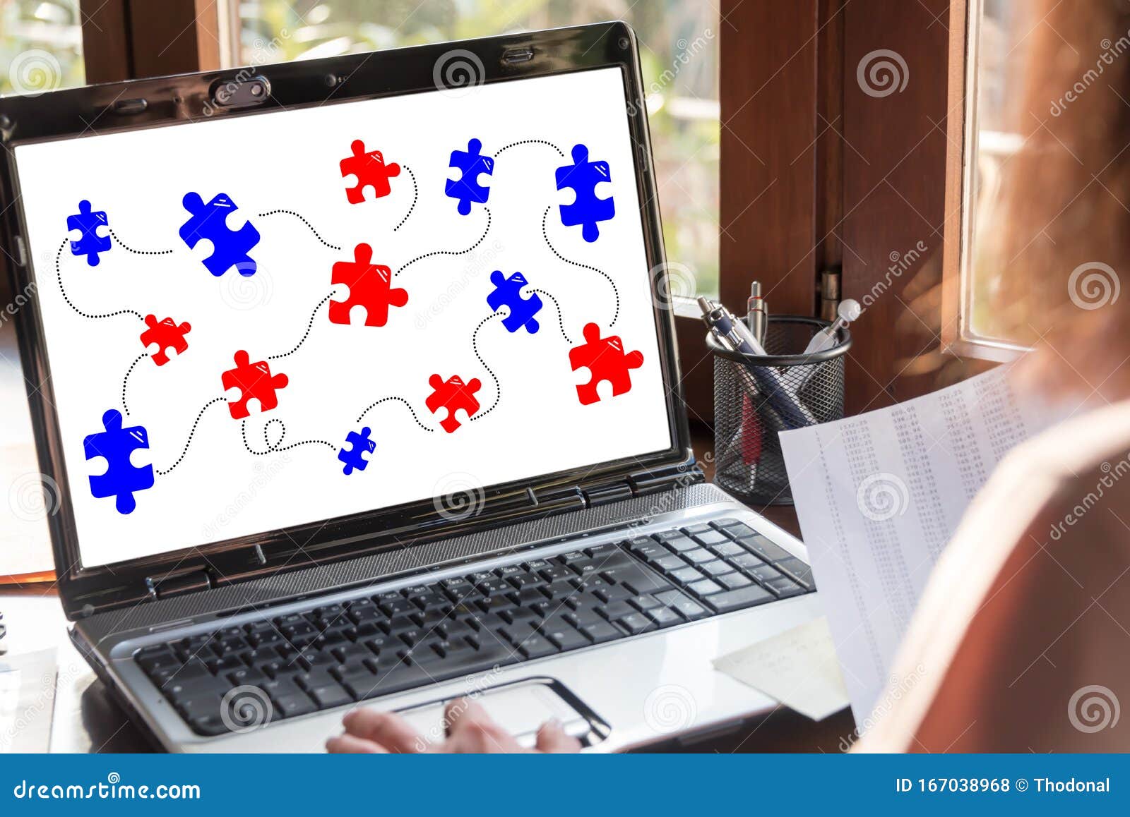 Teamwork Concept on a Laptop Screen Stock Photo - Image of strategy ...