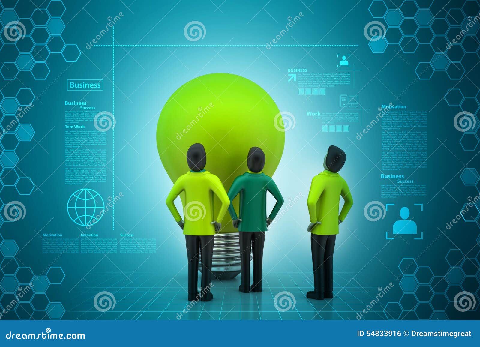 Teamwork Concept with Light Bulb Stock Illustration - Illustration of ...