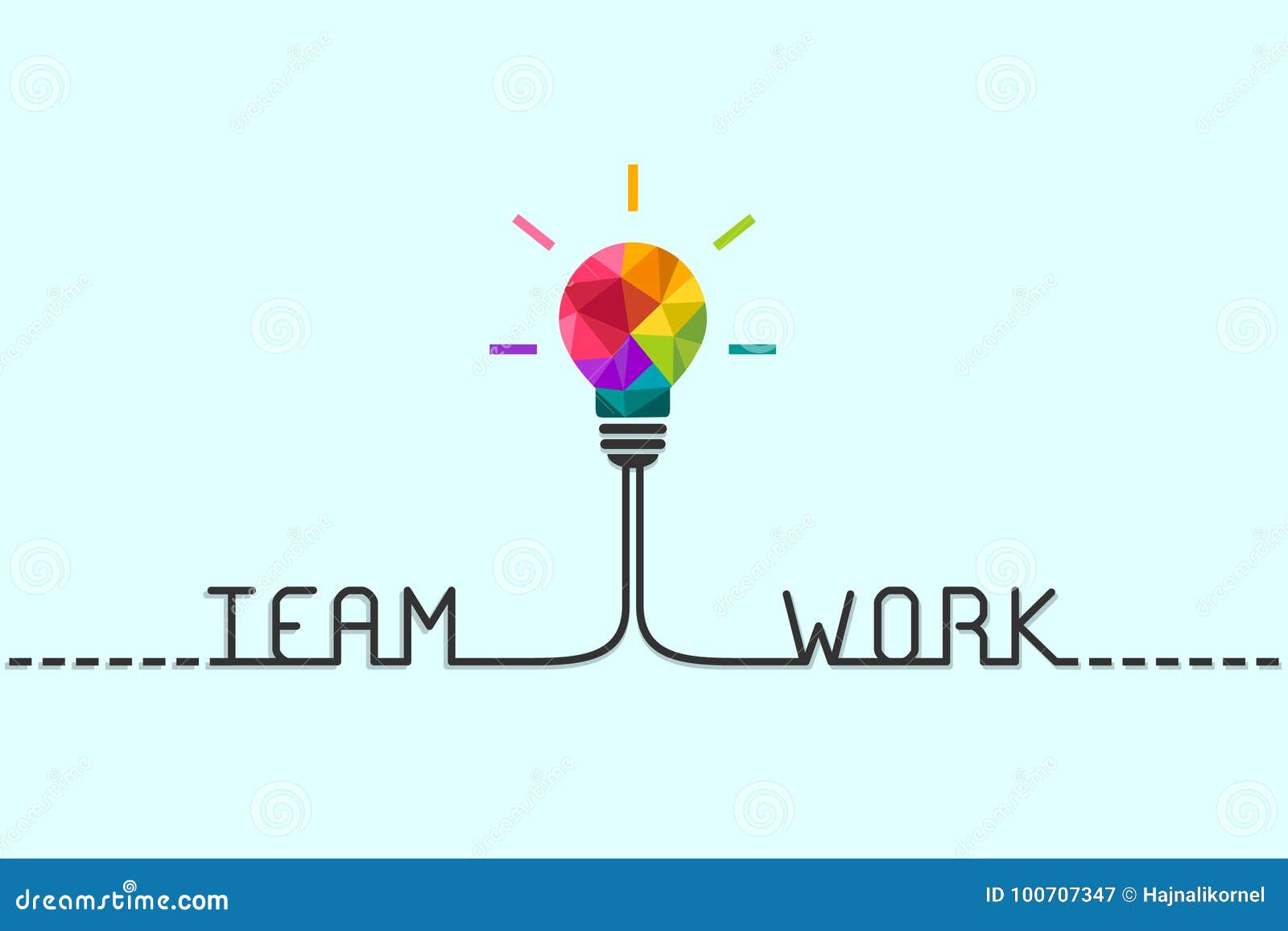 Teamwork Concept with Lightbulb As Metaphor Stock Vector - Illustration ...