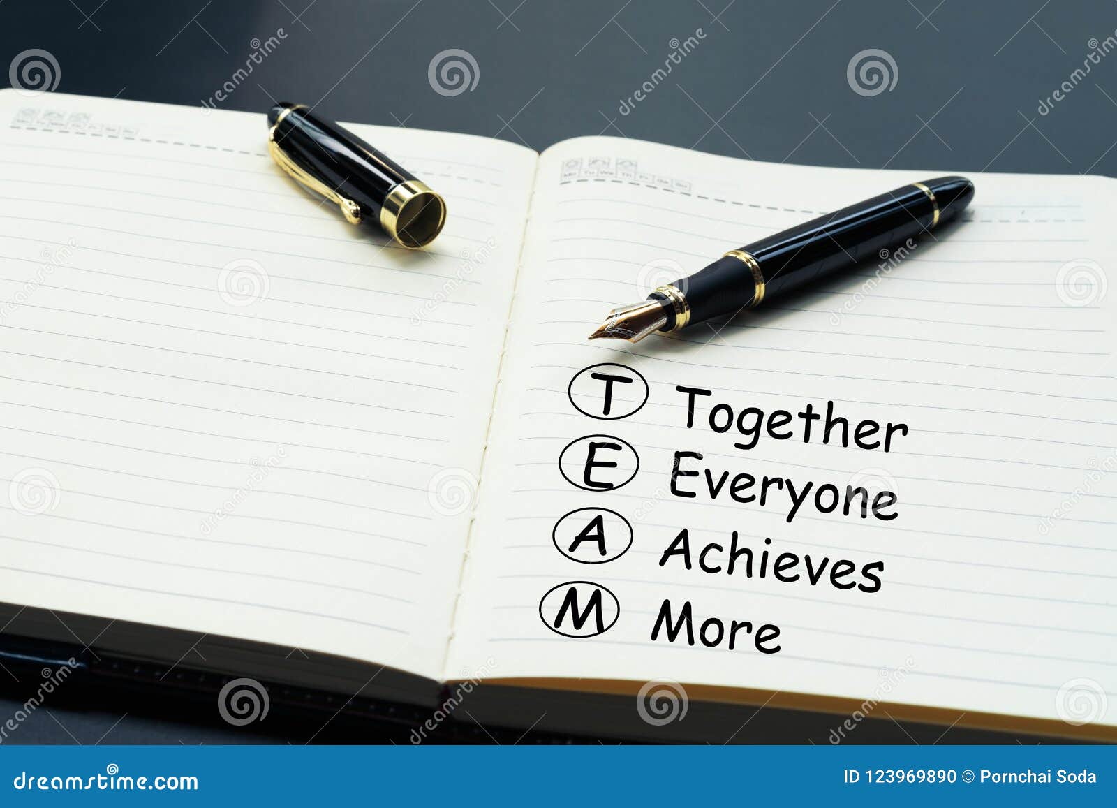 Teamwork Concept. Luxury Pen Writing Word Teamwork, Together, Everyone ...
