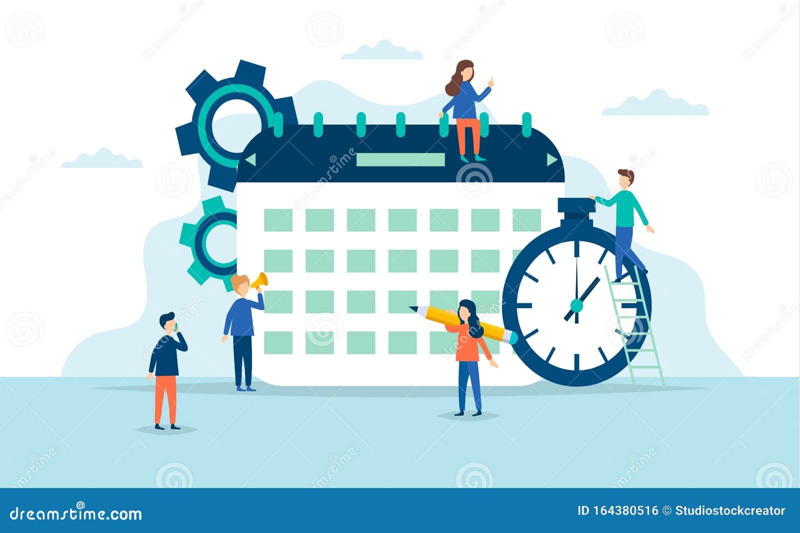 Teamwork Concept. Managers Analyze the Data and Organize the Workflow ...