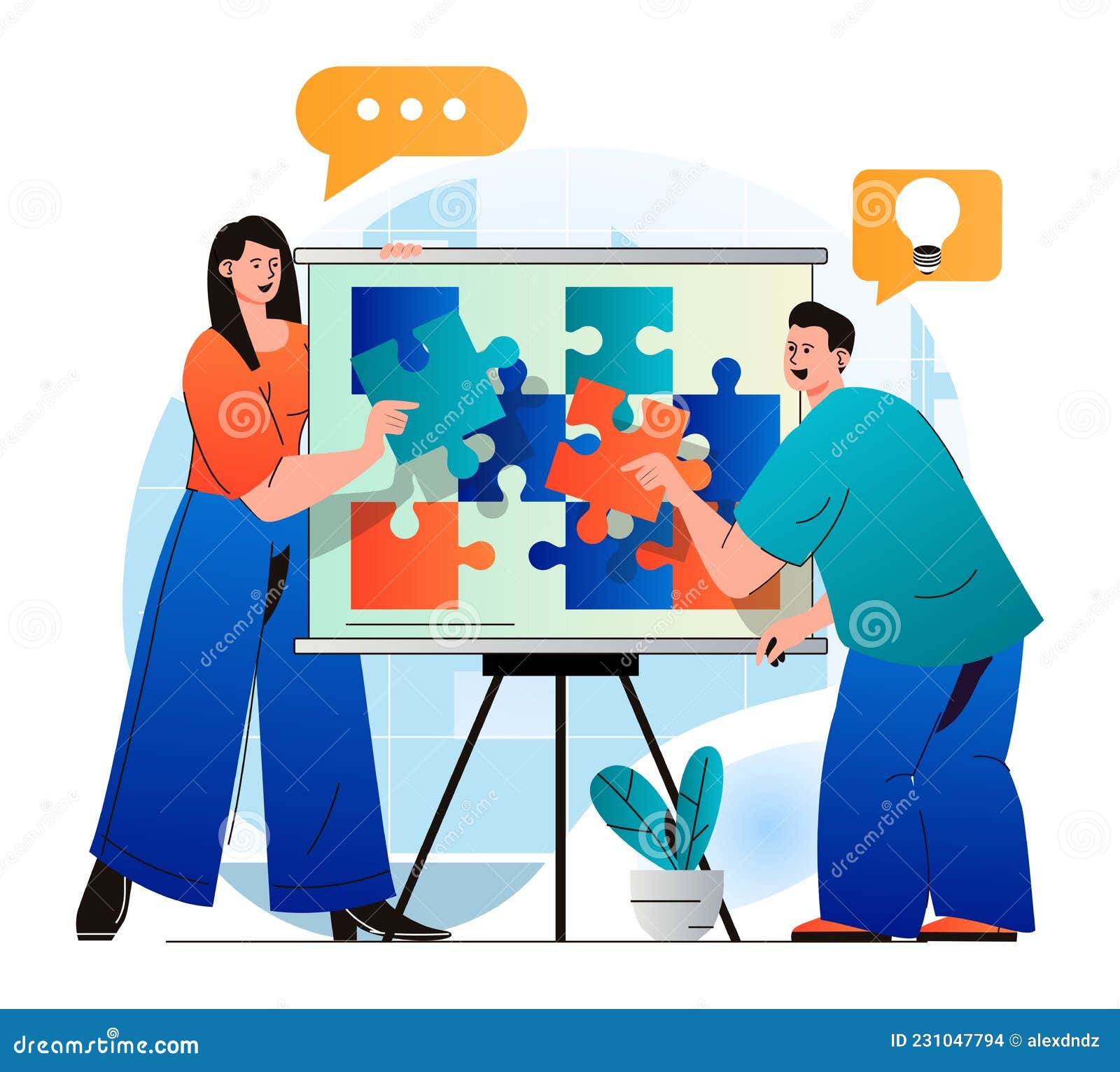 Teamwork Concept in Modern Flat Design. Stock Vector - Illustration of ...