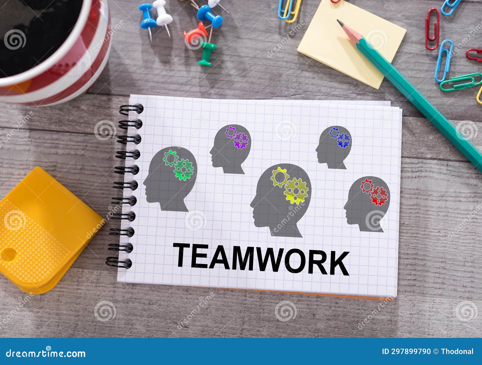 Teamwork Concept on a Notepad Stock Photo - Image of unity, collaboration: 297899790