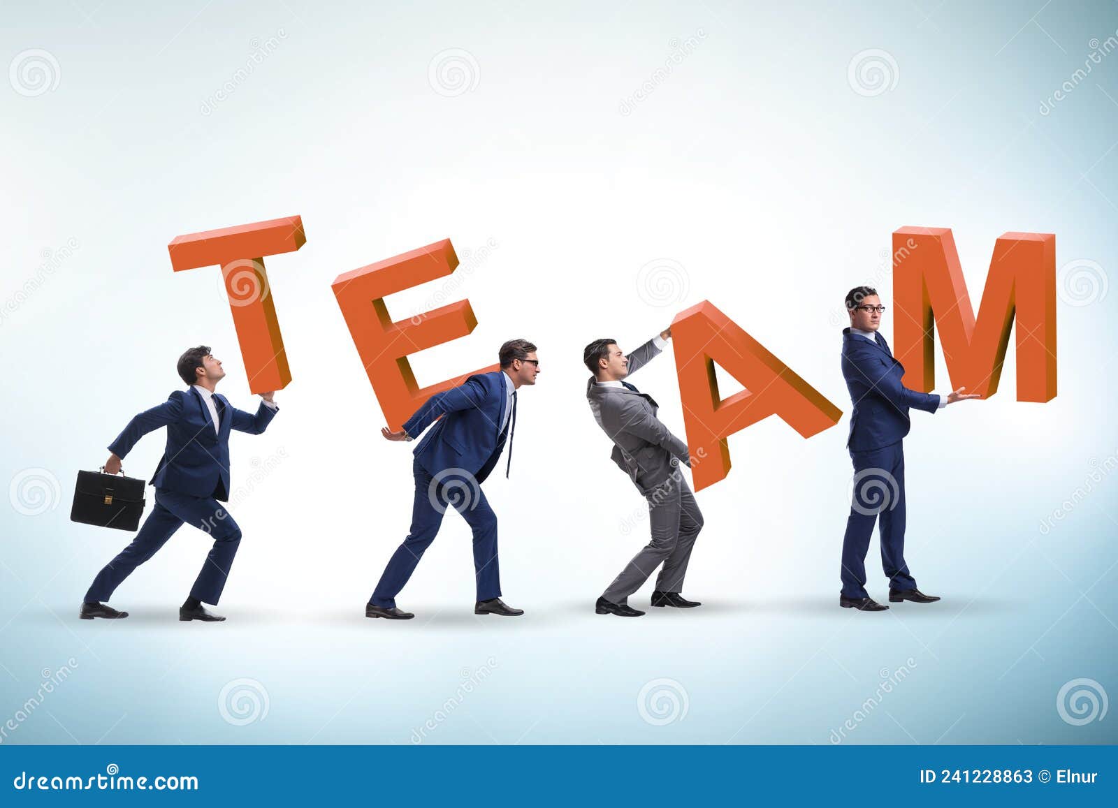 Teamwork Concept with People Carrying Team Letters Stock Image - Image ...