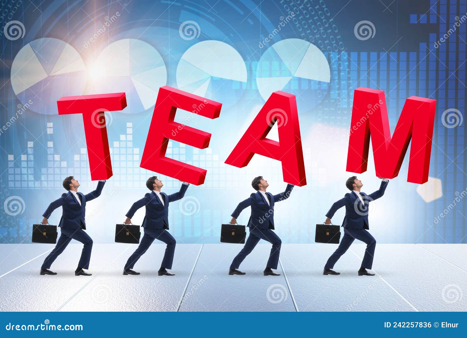 Teamwork Concept with People Carrying Team Letters Stock Photo - Image ...