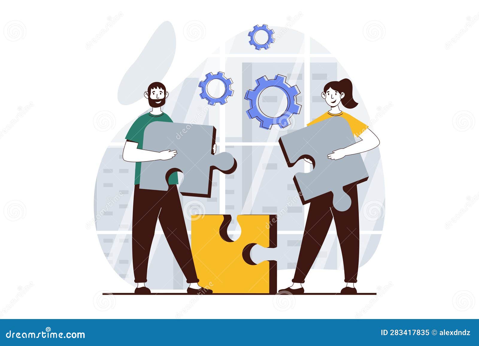 Teamwork Concept with People Scene in Flat Design for Web Stock ...