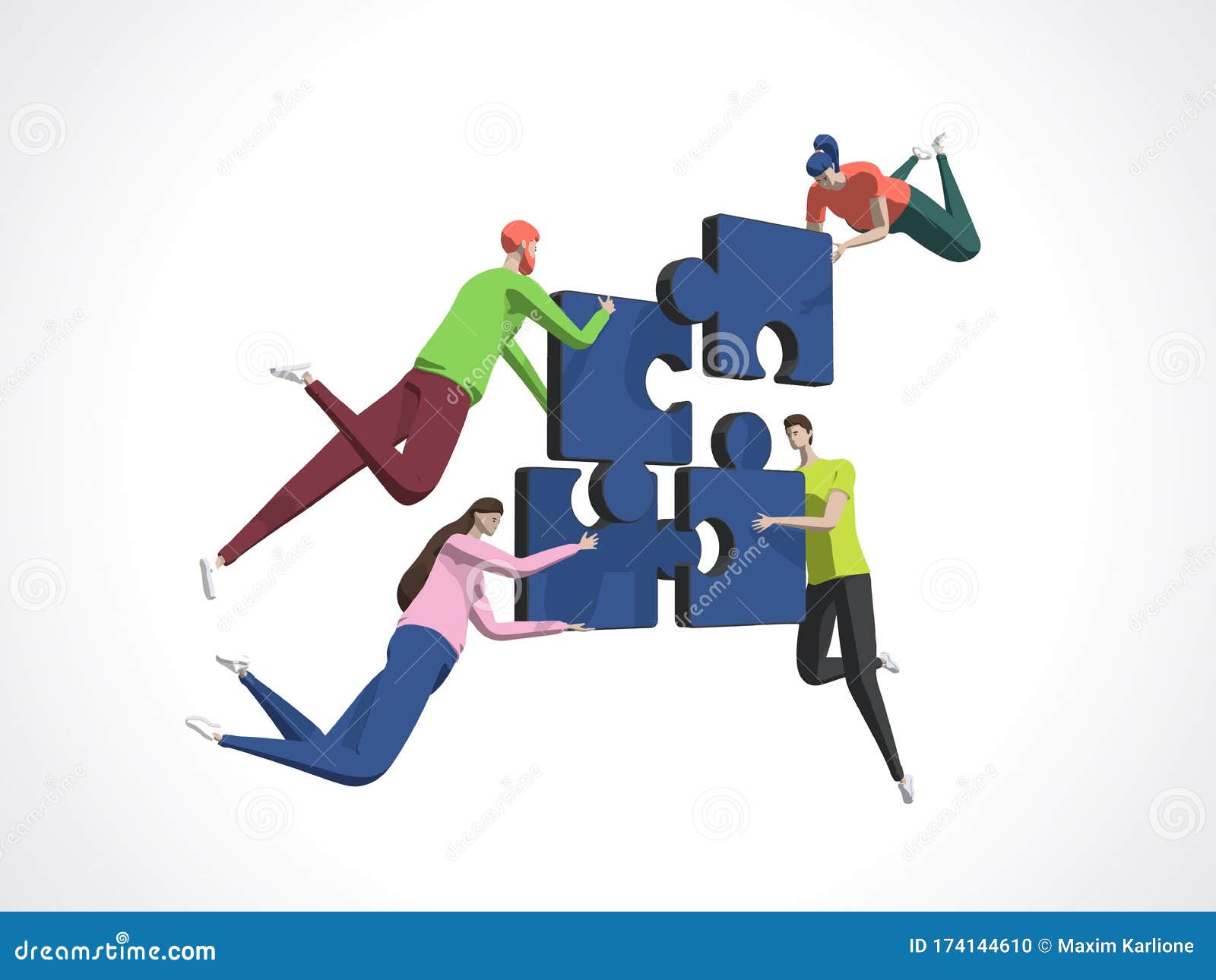 Teamwork Concept with Persons and Puzzle Elements. Team Metaphor ...