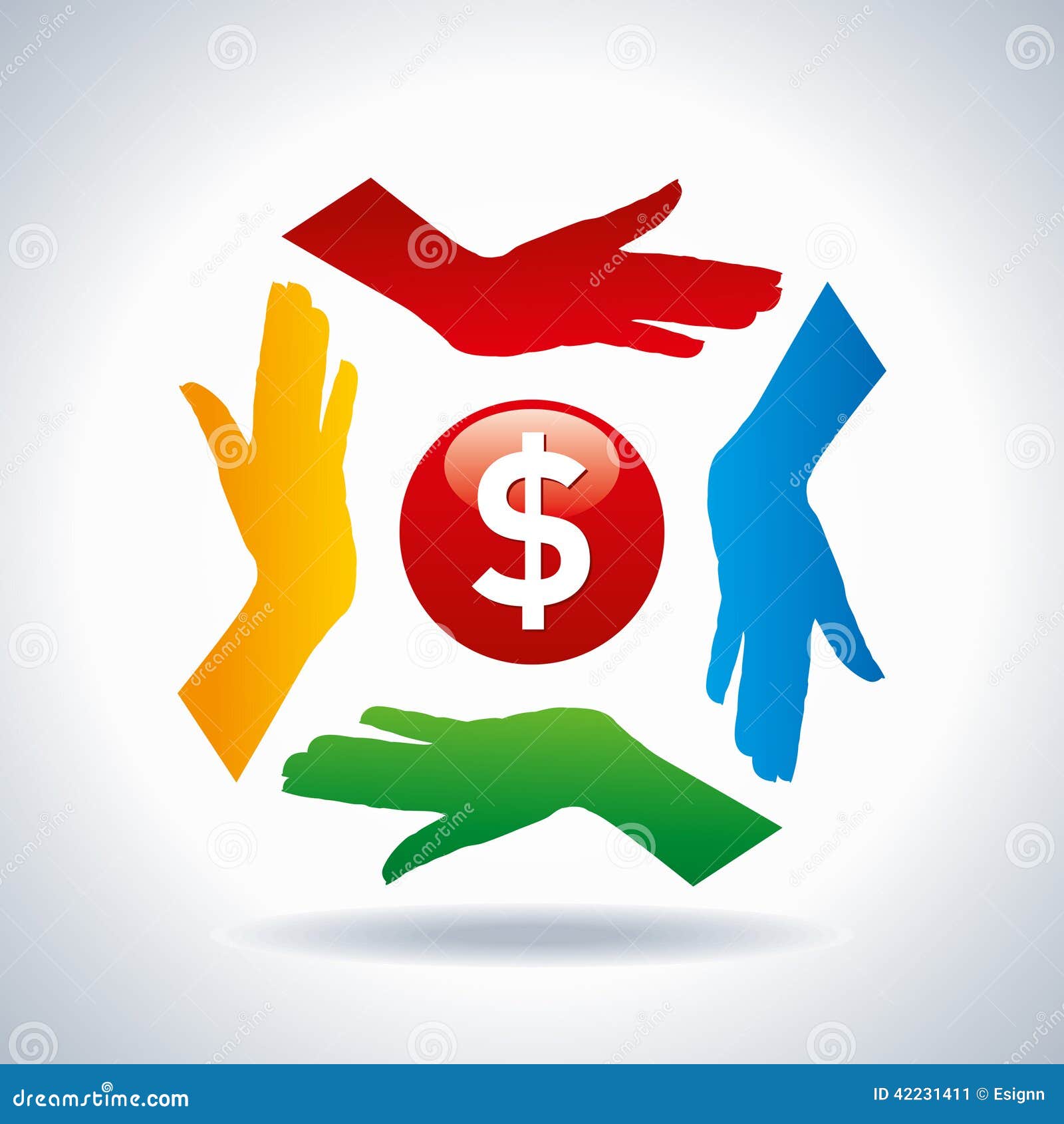 Teamwork Concept. Save Money with Hands Icon Stock Vector ...