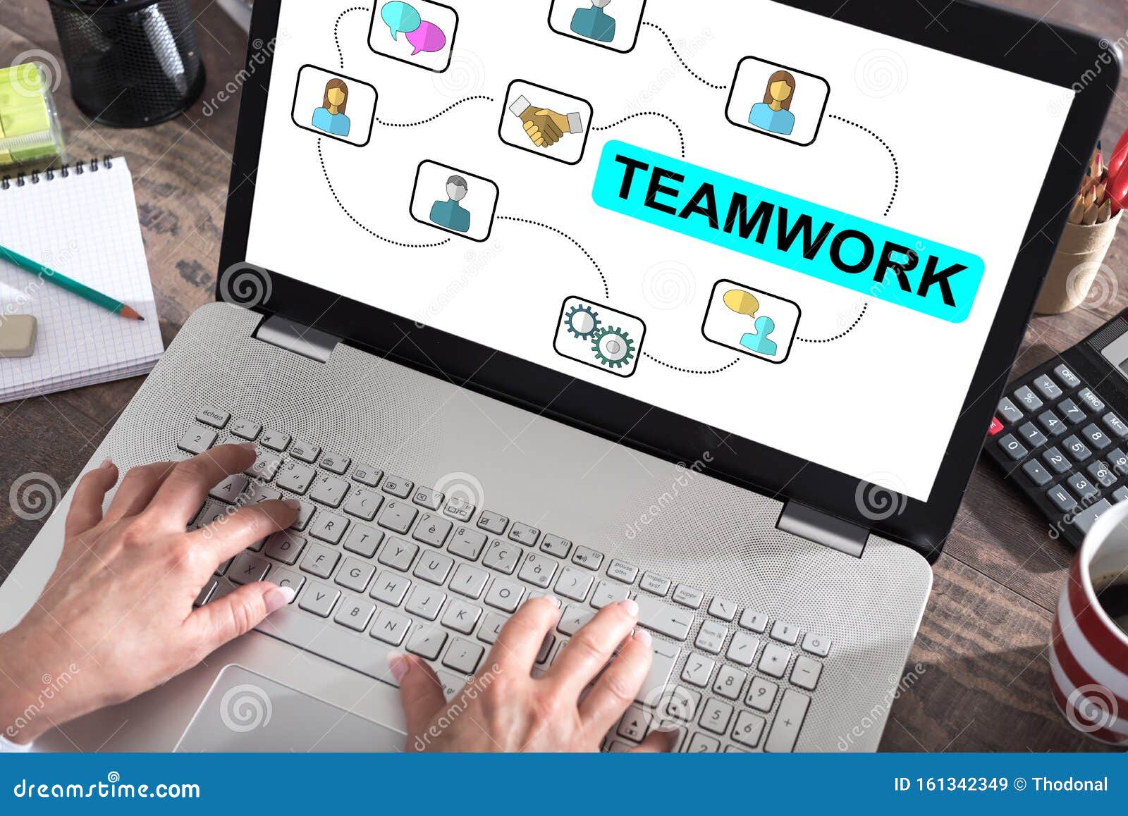 Teamwork Concept on a Laptop Screen Stock Image - Image of word ...