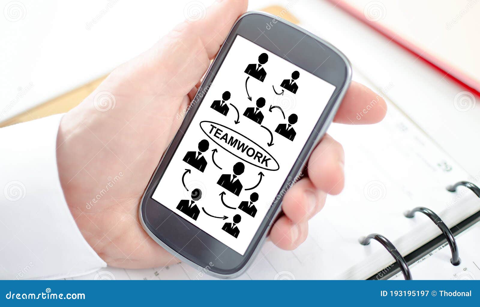 Teamwork Concept on a Smartphone Stock Image - Image of team, phone ...
