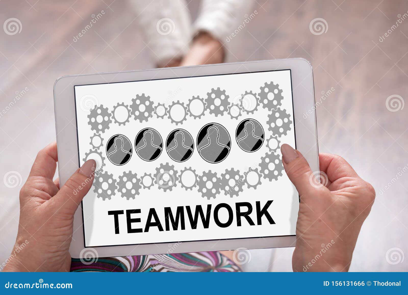 Teamwork Concept on a Tablet Stock Photo - Image of company ...