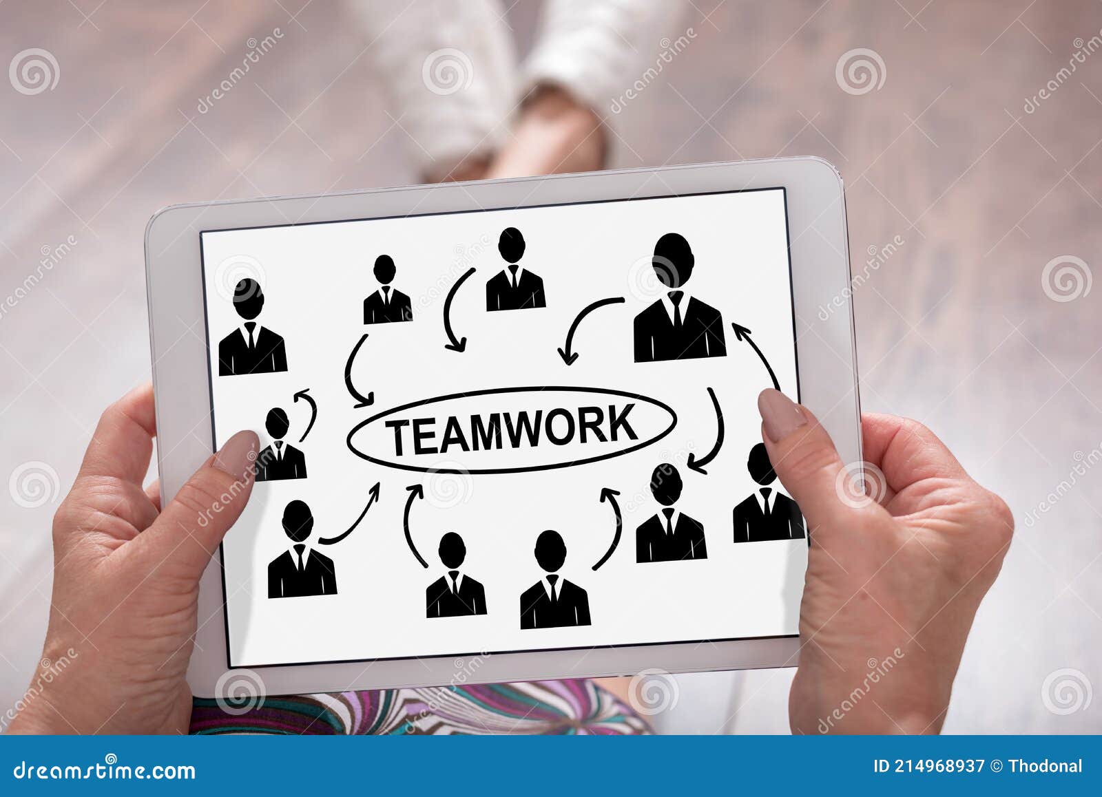Teamwork Concept on a Tablet Stock Image - Image of seminar, team ...