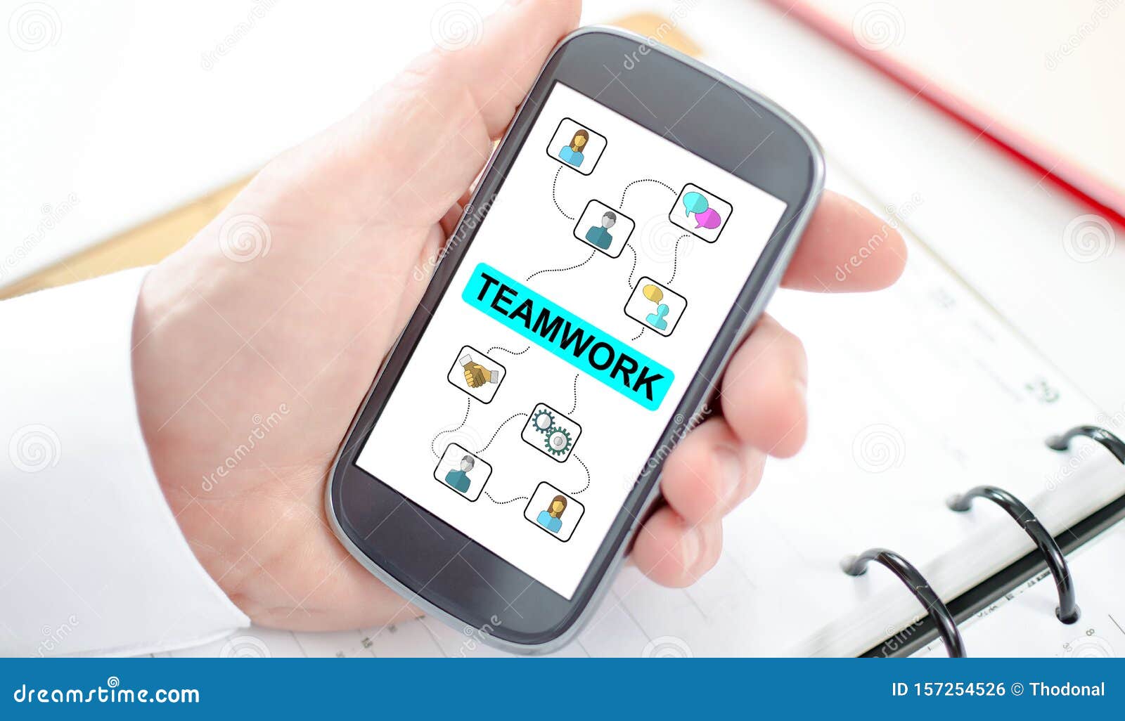 Teamwork Concept on a Smartphone Stock Photo - Image of held, strategy ...