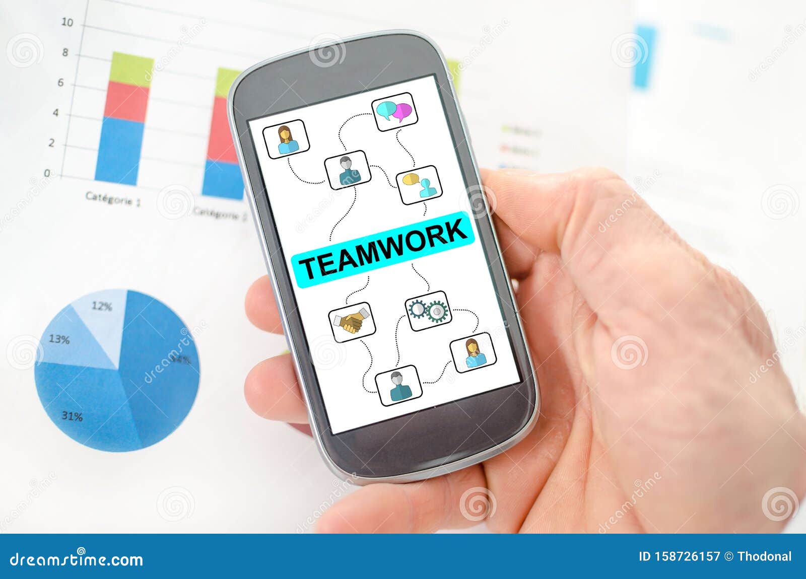 Teamwork Concept on a Smartphone Stock Image - Image of phone, team ...