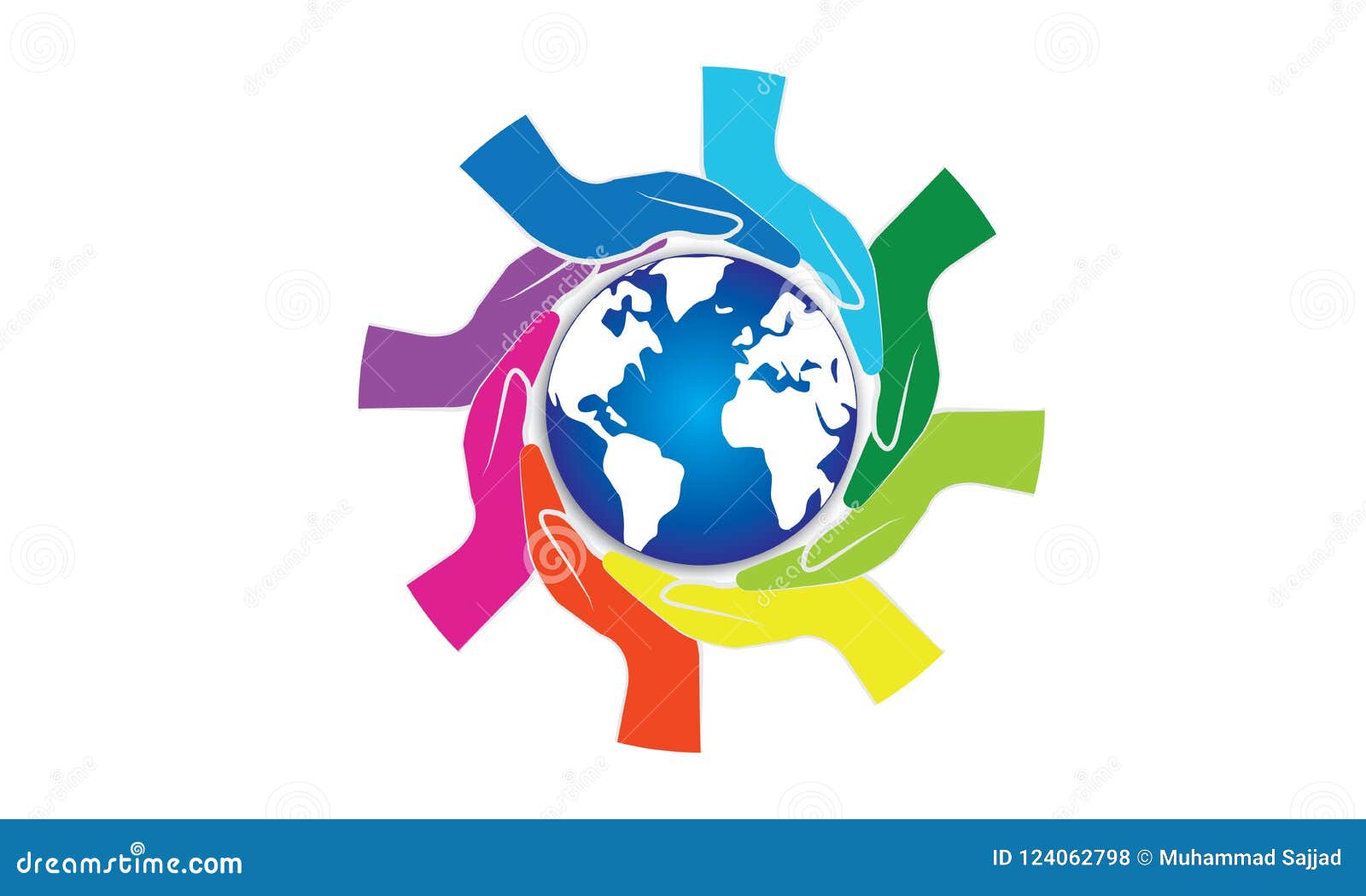 Colorful Hands Around of World and World Help Concept Stock Vector ...