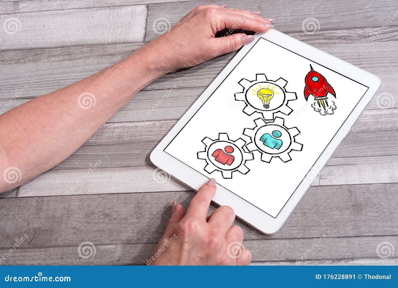 Teamwork Concept on a Tablet Stock Image - Image of cooperation ...