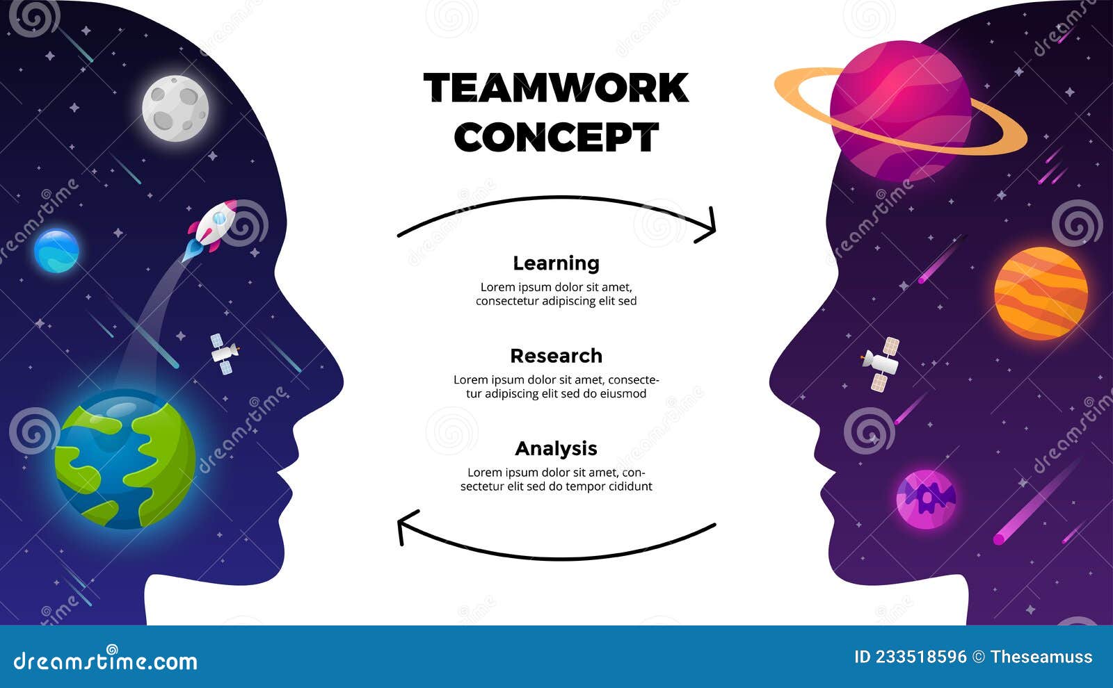 Teamwork Concept. Universe Background. Startup Vector Infographic ...