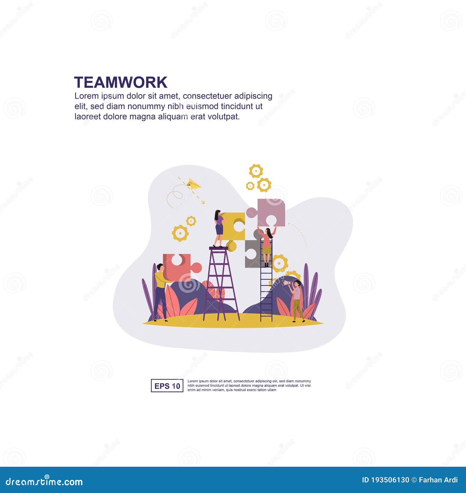 Teamwork Concept Vector Illustration Flat Design for Presentation ...