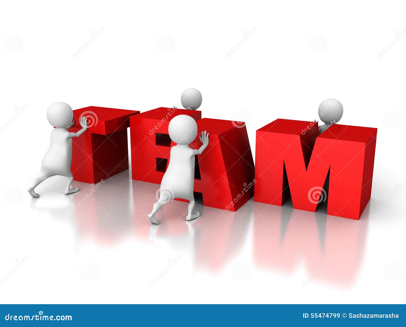 Teamwork Concept with White 3d People Group and Text Stock Illustration ...