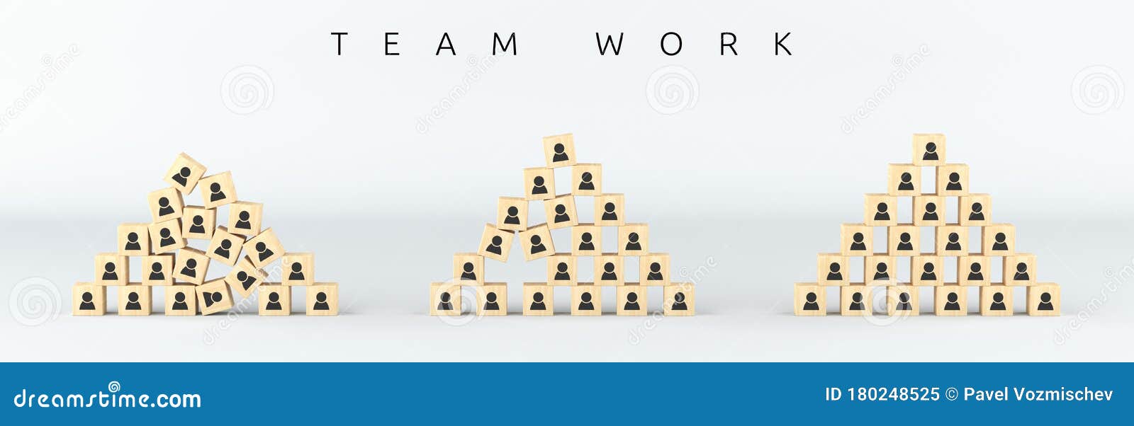 Teamwork Concept of Wooden Blocks in 3D Stock Image - Image of business ...