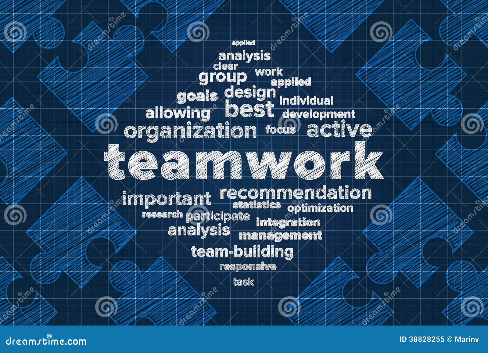 Teamwork Concept with Word Cloud and Puzzle Pieces Stock Vector ...