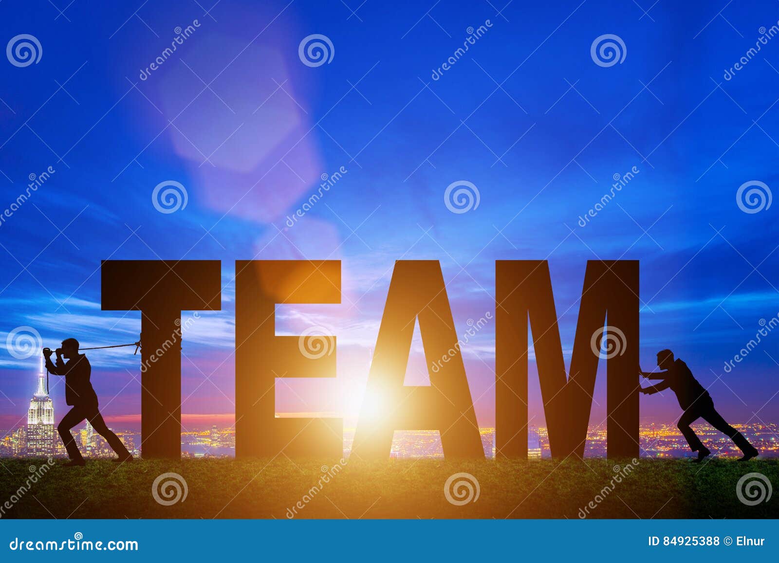People Pushing Together Word Team Photos - Free & Royalty-Free Stock ...