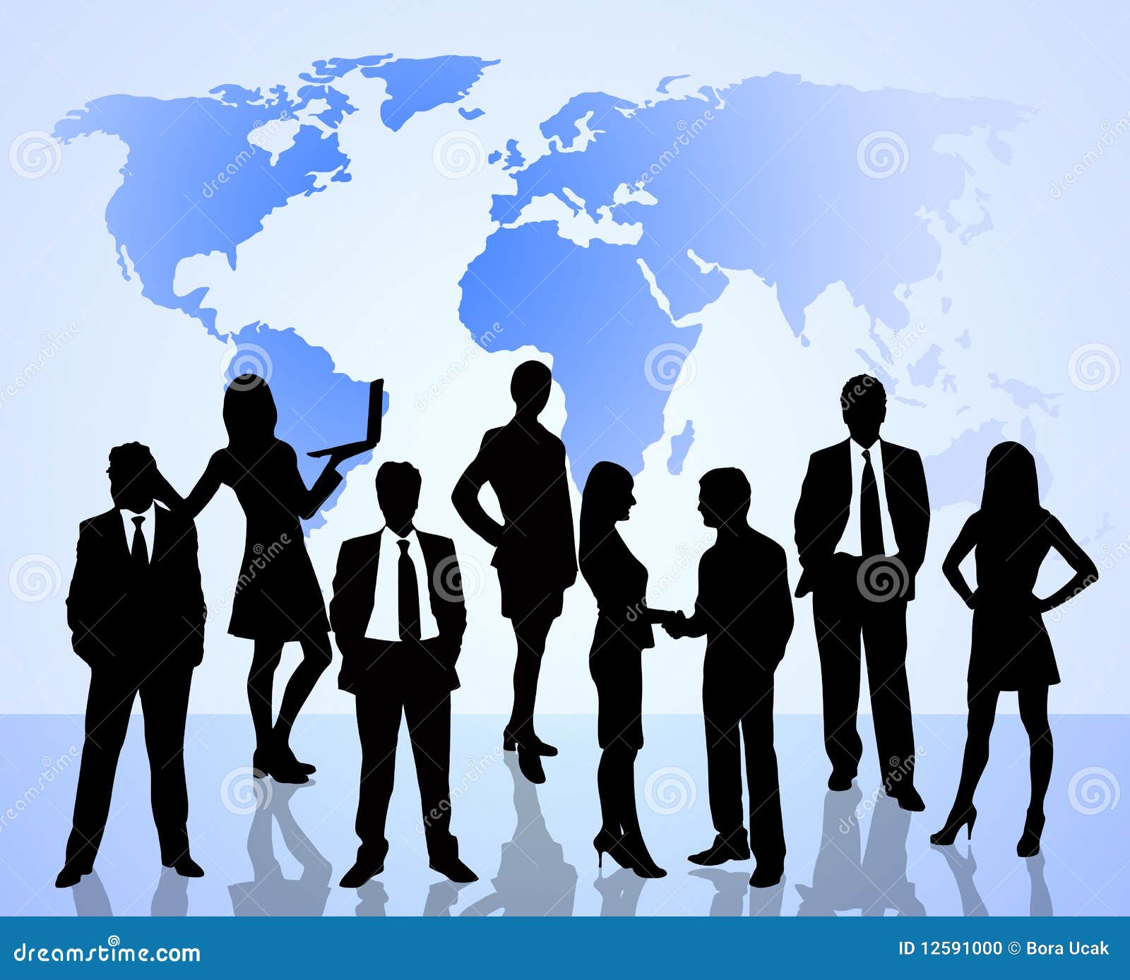 Teamwork Concept with World Map Stock Illustration - Illustration of ...