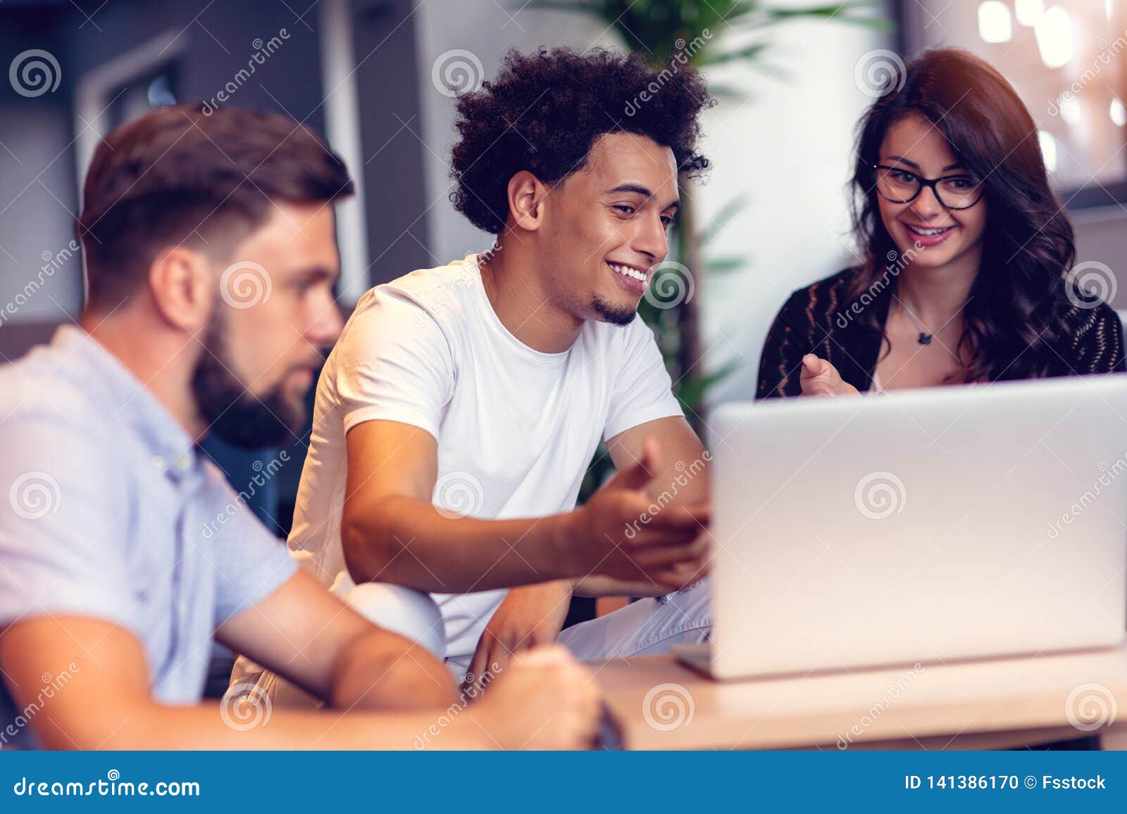 Teamwork Concept.Young Creative Coworkers Working with New Startup ...