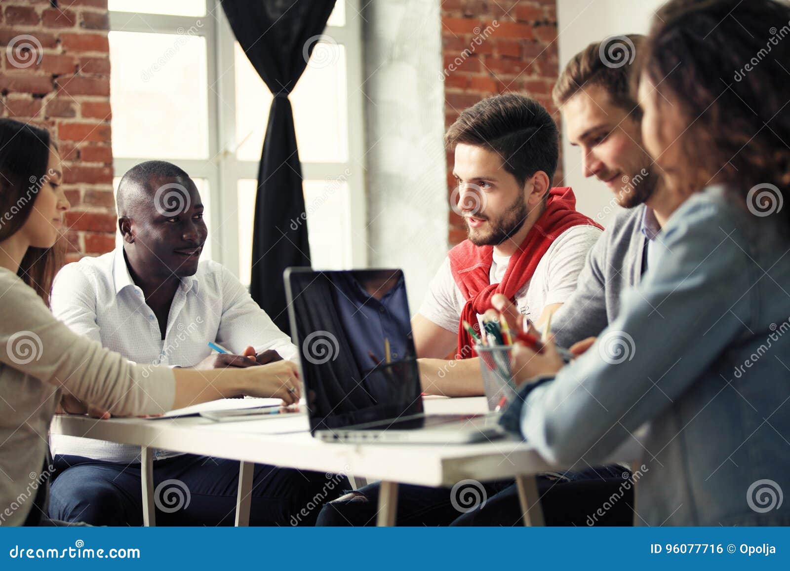 Teamwork Concept.Young Creative Coworkers Working with New Startup ...