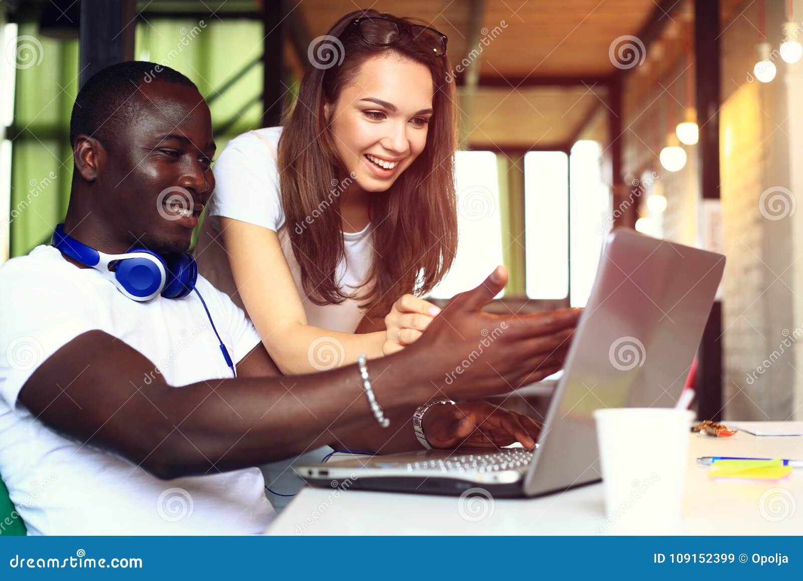 Teamwork Concept.Young Creative Coworkers Working with New Startup ...