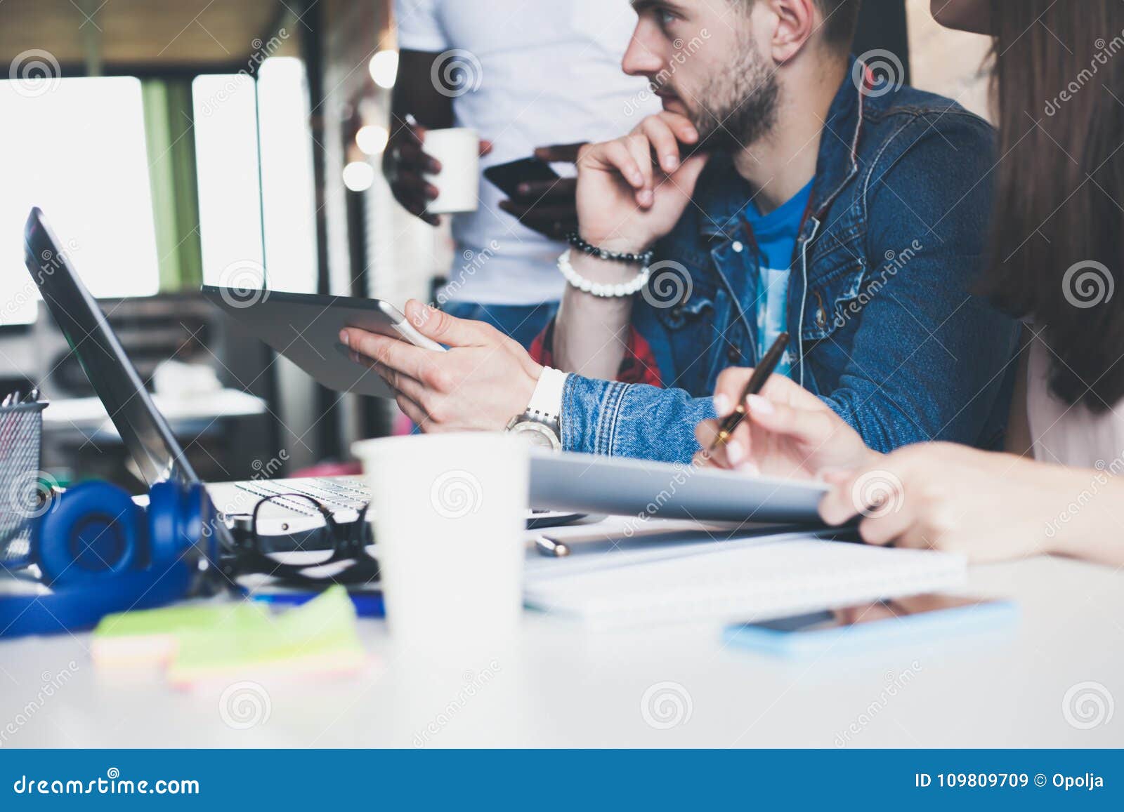 Teamwork Concept.Young Creative Coworkers Working with New Startup ...