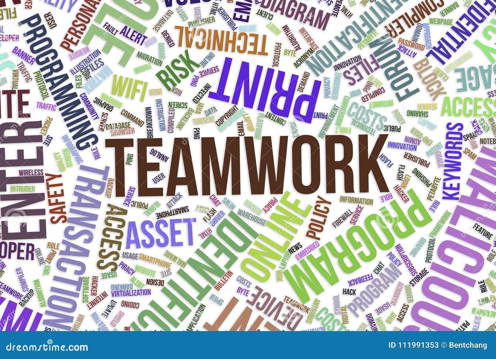 Teamwork, Conceptual Word Cloud for Business, Information Technology or ...