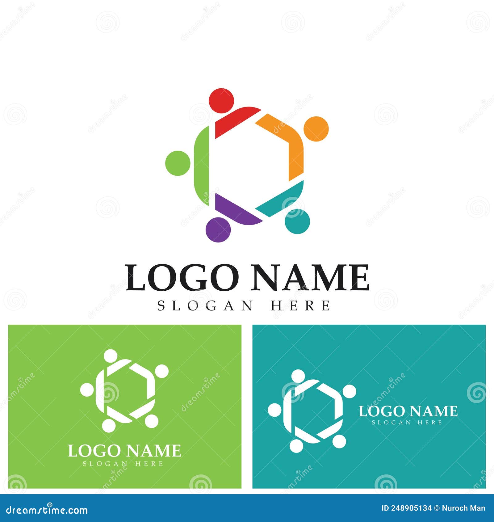 Teamwork Connecting People Hexagon Concept Logo Symbol Icon Vector ...