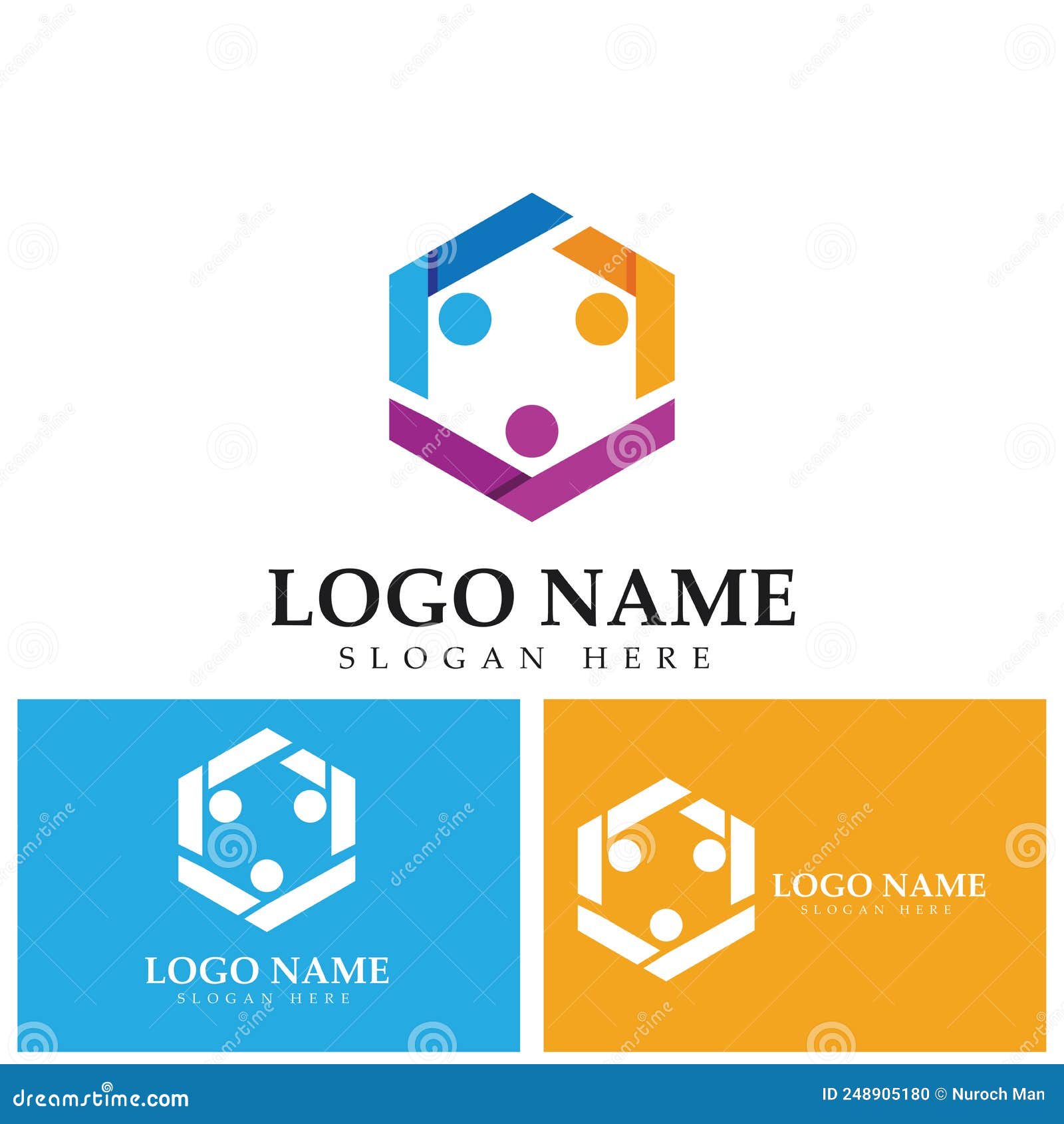 Teamwork Connecting People Hexagon Concept Logo Symbol Icon Vector ...