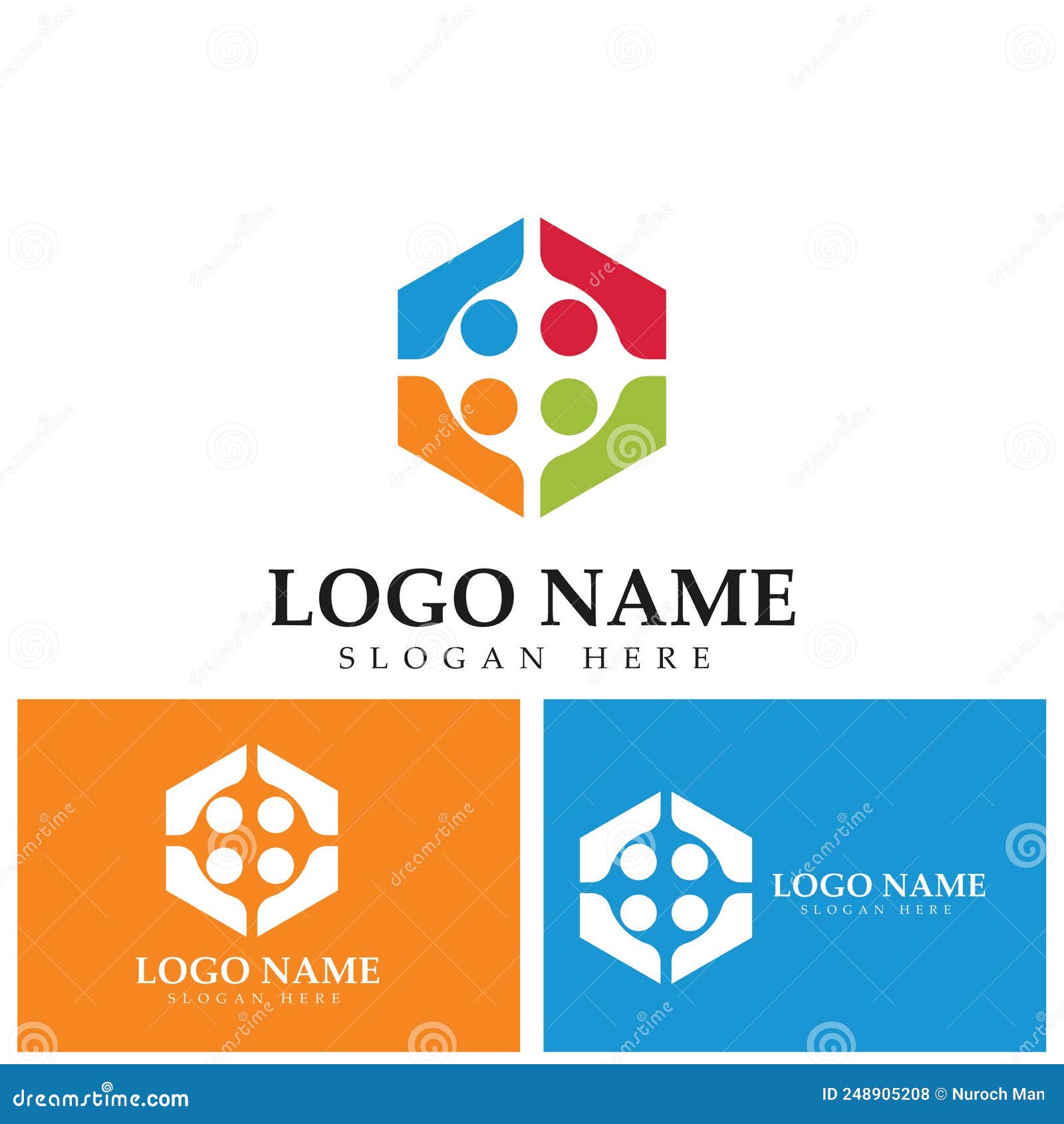 Teamwork Connecting People Hexagon Concept Logo Symbol Icon Vector ...