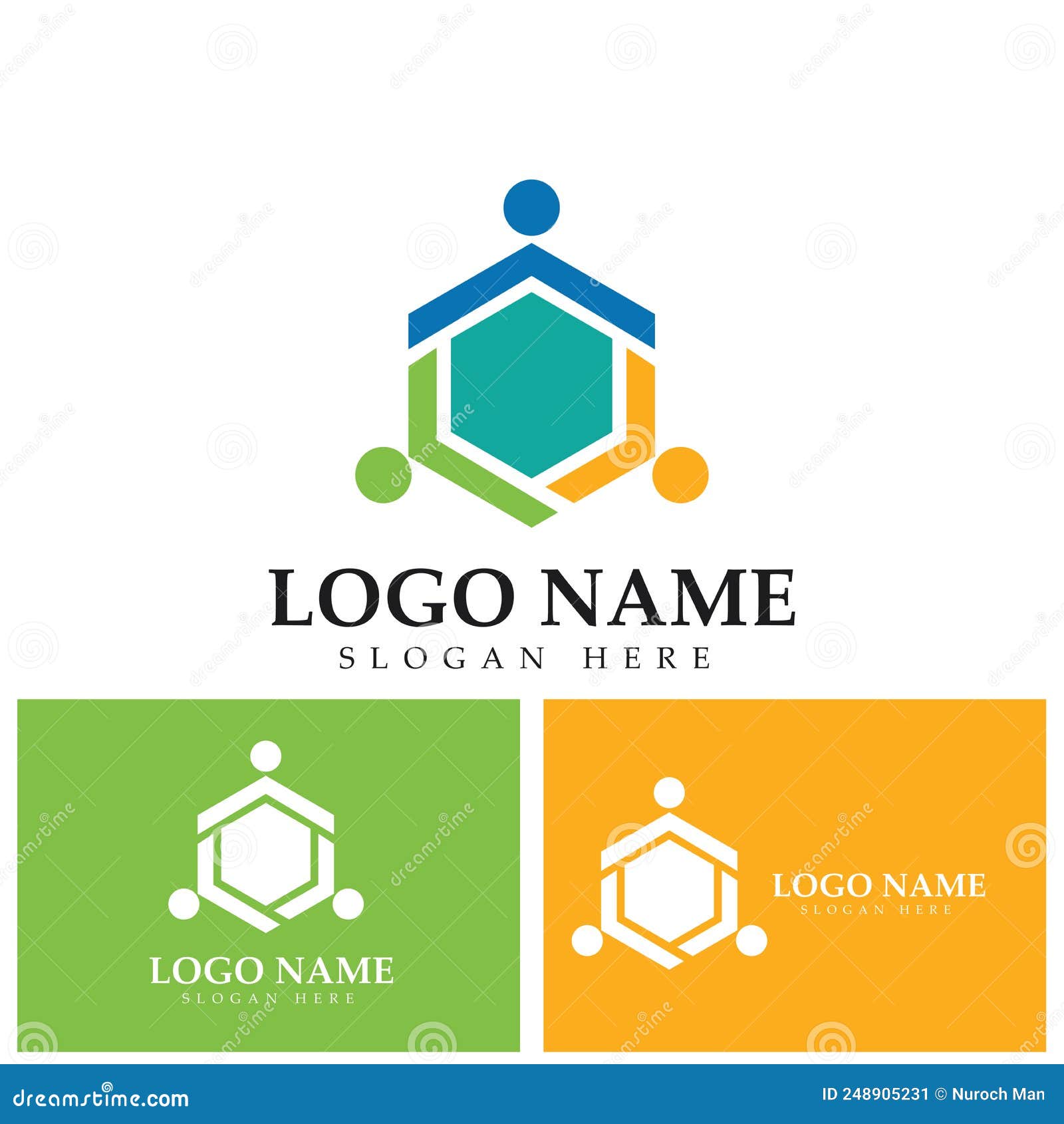 Teamwork Connecting People Hexagon Concept Logo Symbol Icon Vector ...