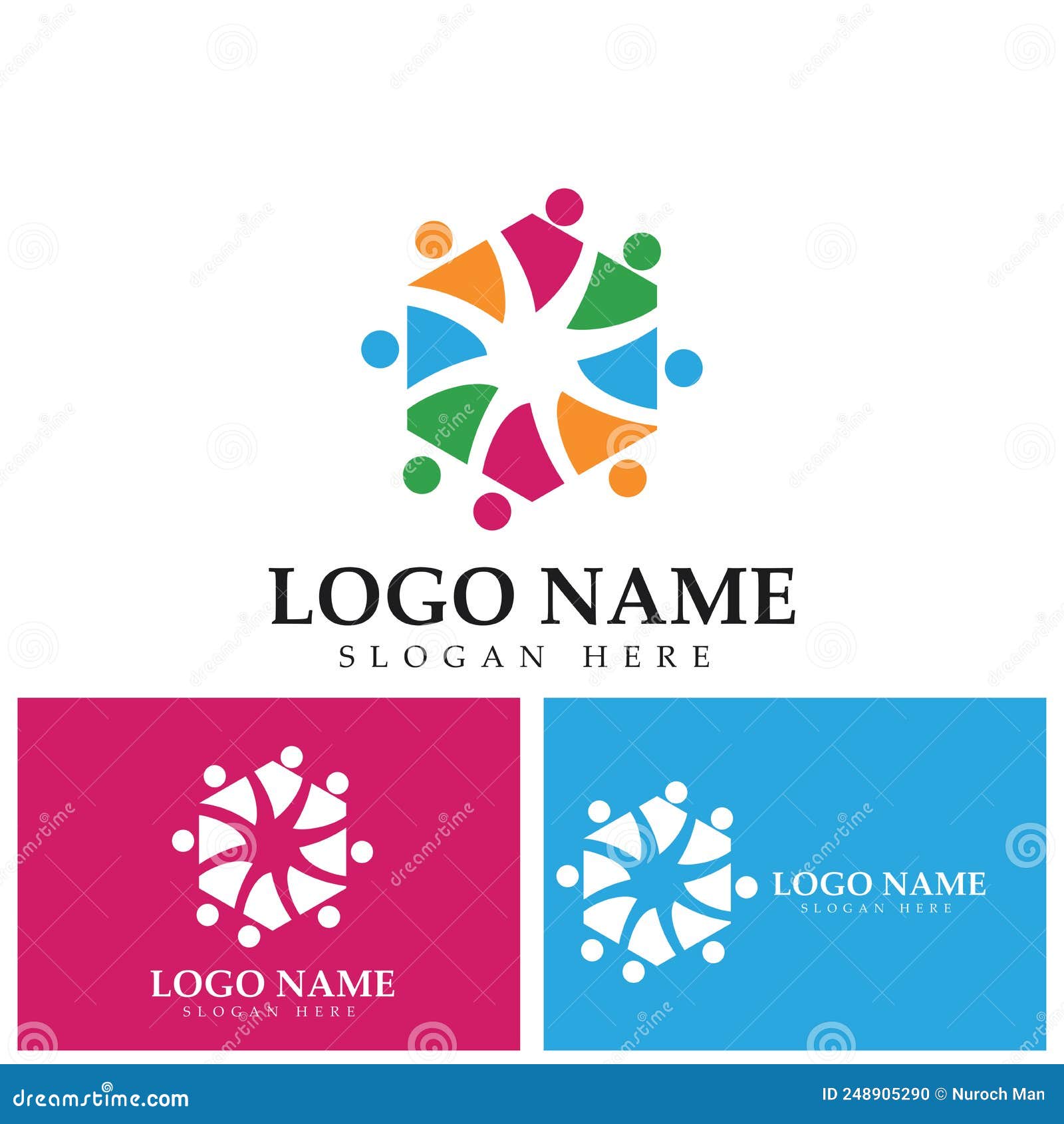 Teamwork Connecting People Hexagon Concept Logo Symbol Icon Vector ...