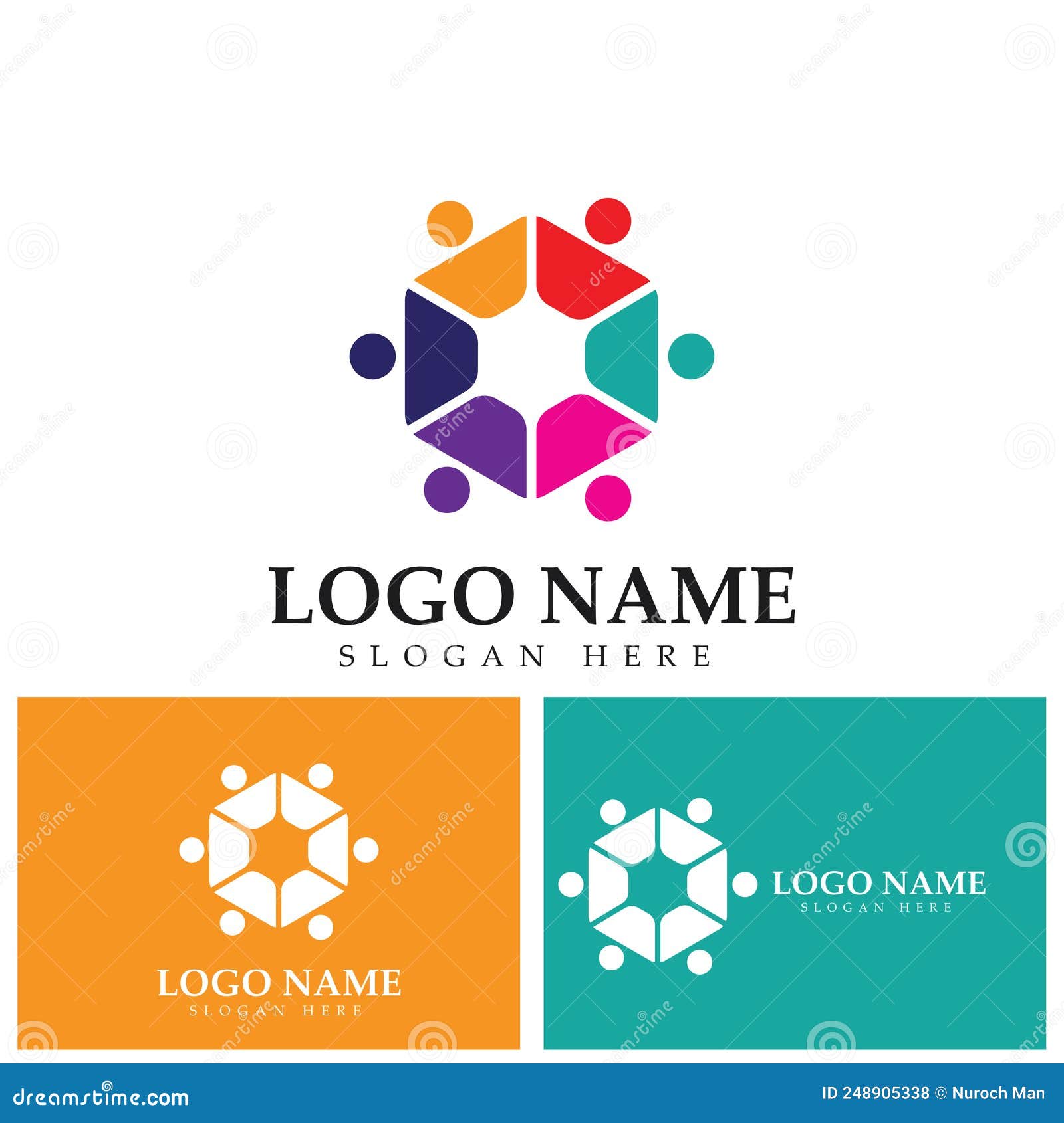 Teamwork Connecting People Hexagon Concept Logo Symbol Icon Vector ...