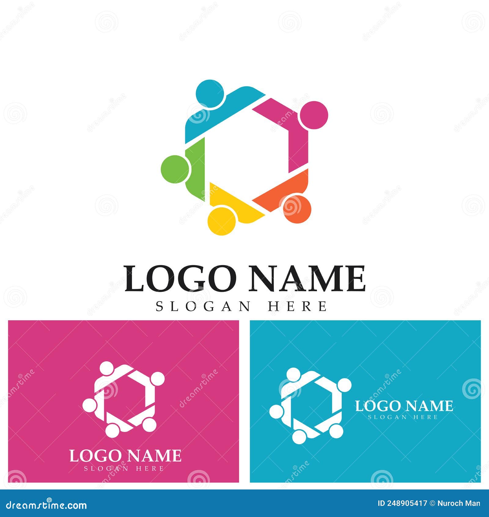 Teamwork Connecting People Hexagon Concept Logo Symbol Icon Vector ...