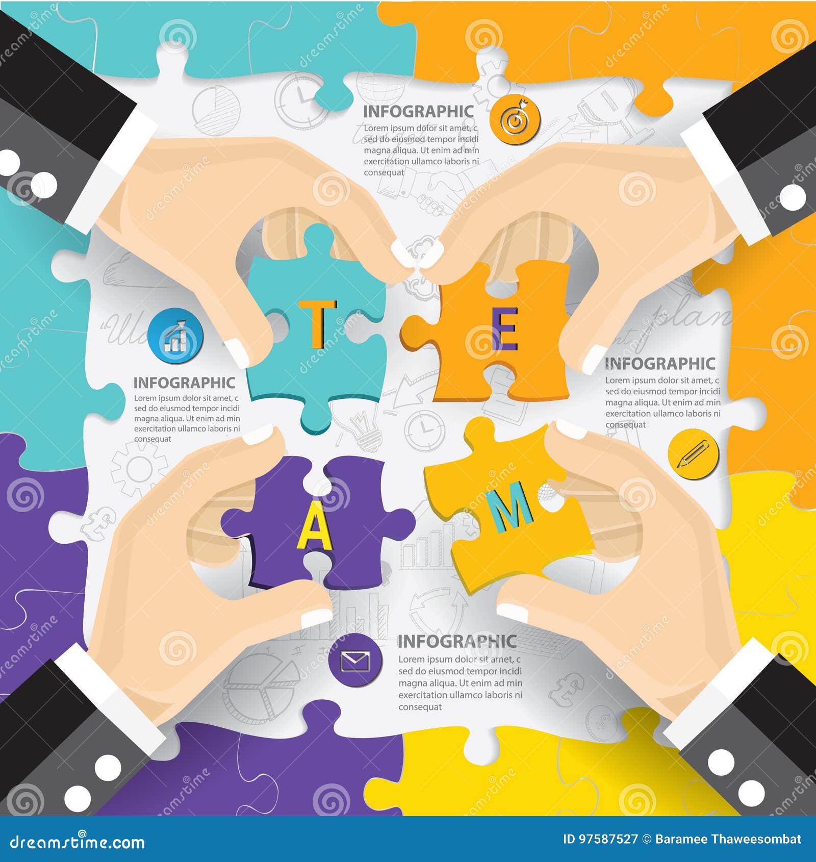 Teamwork Connection Puzzle Infographic Design. Stock Vector ...