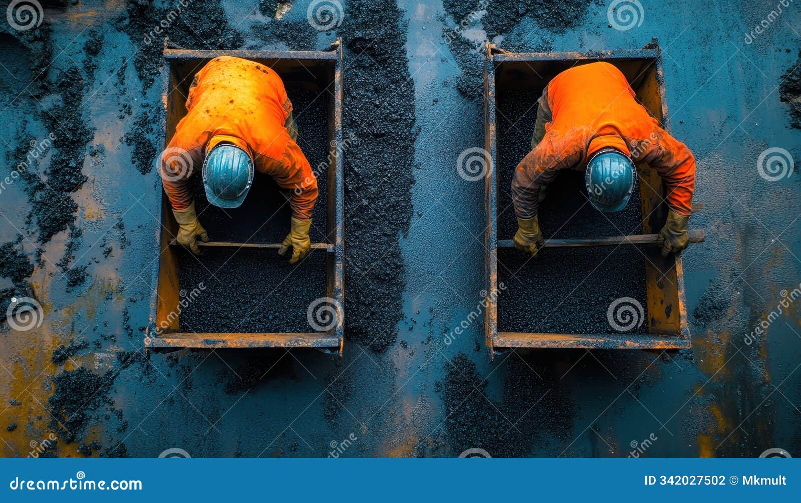 Teamwork among Construction Workers Laying Asphalt on a Tarmac Project Stock Photo - Image of ...