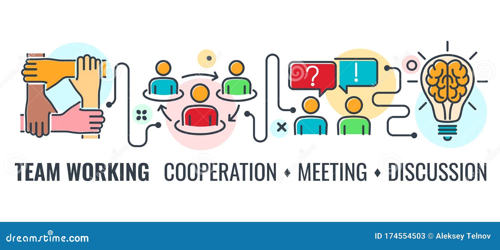 Teamwork Cooperation Banner Stock Vector - Illustration of marketing ...
