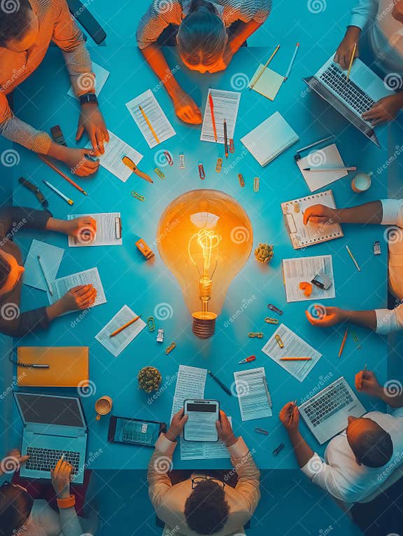 Teamwork, Cooperation and Creative Solution. Brainstorm. a Concept of ...