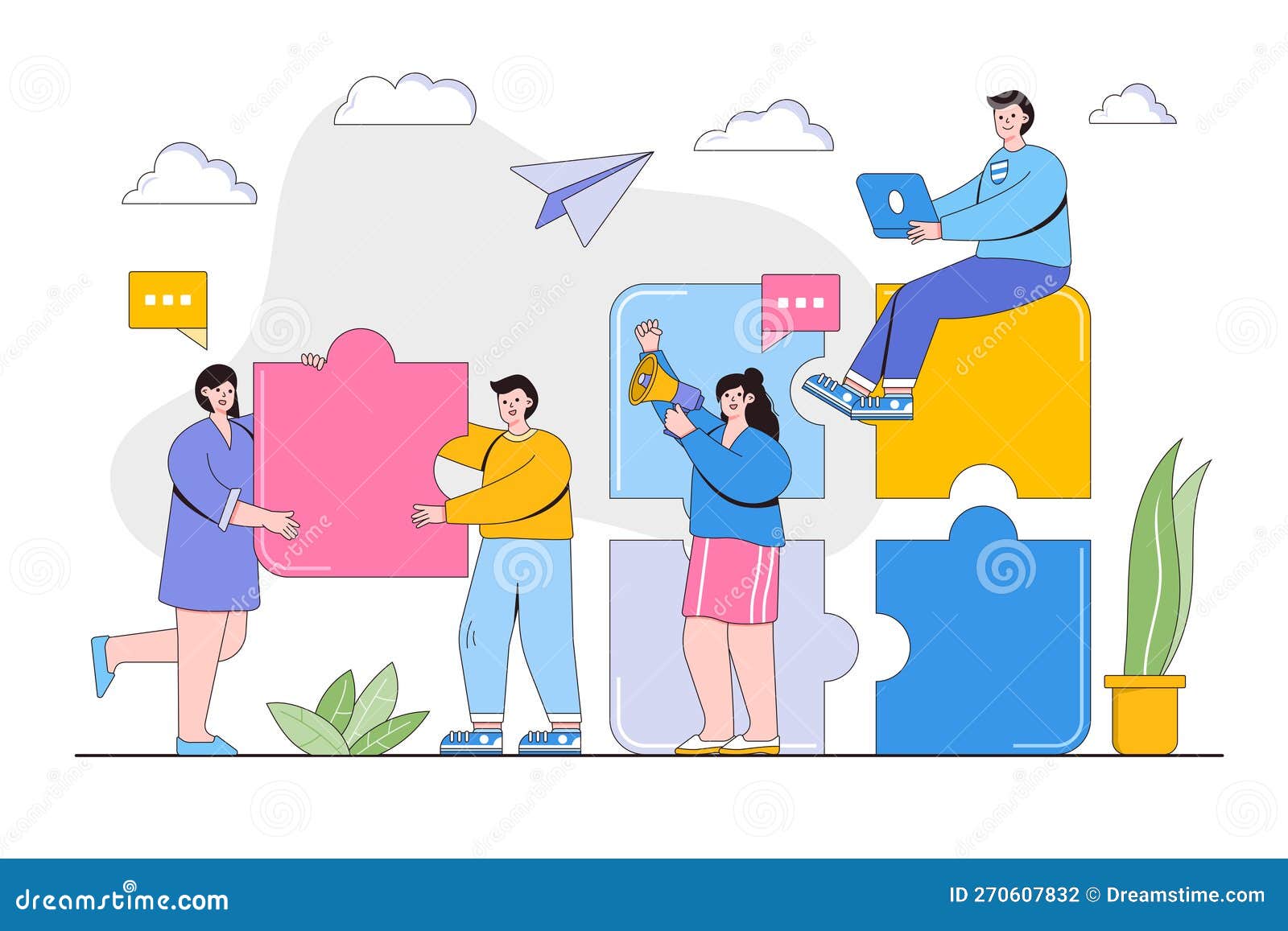 Teamwork, Cooperation, Partnership Concept. People Connecting Puzzle ...