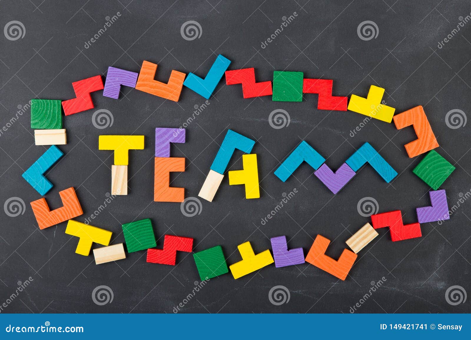 Teamwork Creative Concept Concept Jigsaw on the Blackboard Stock Image ...